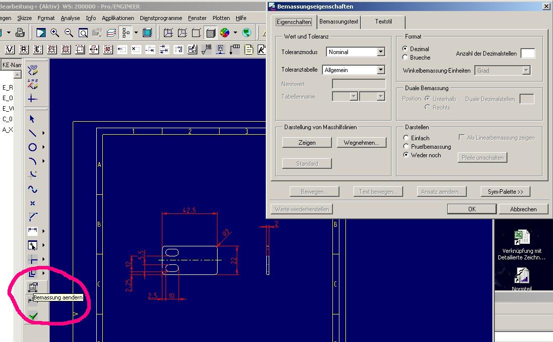 Markieren von Notizen, Bemaßungen usw. (PTC Engineering Solutions/Pro ...