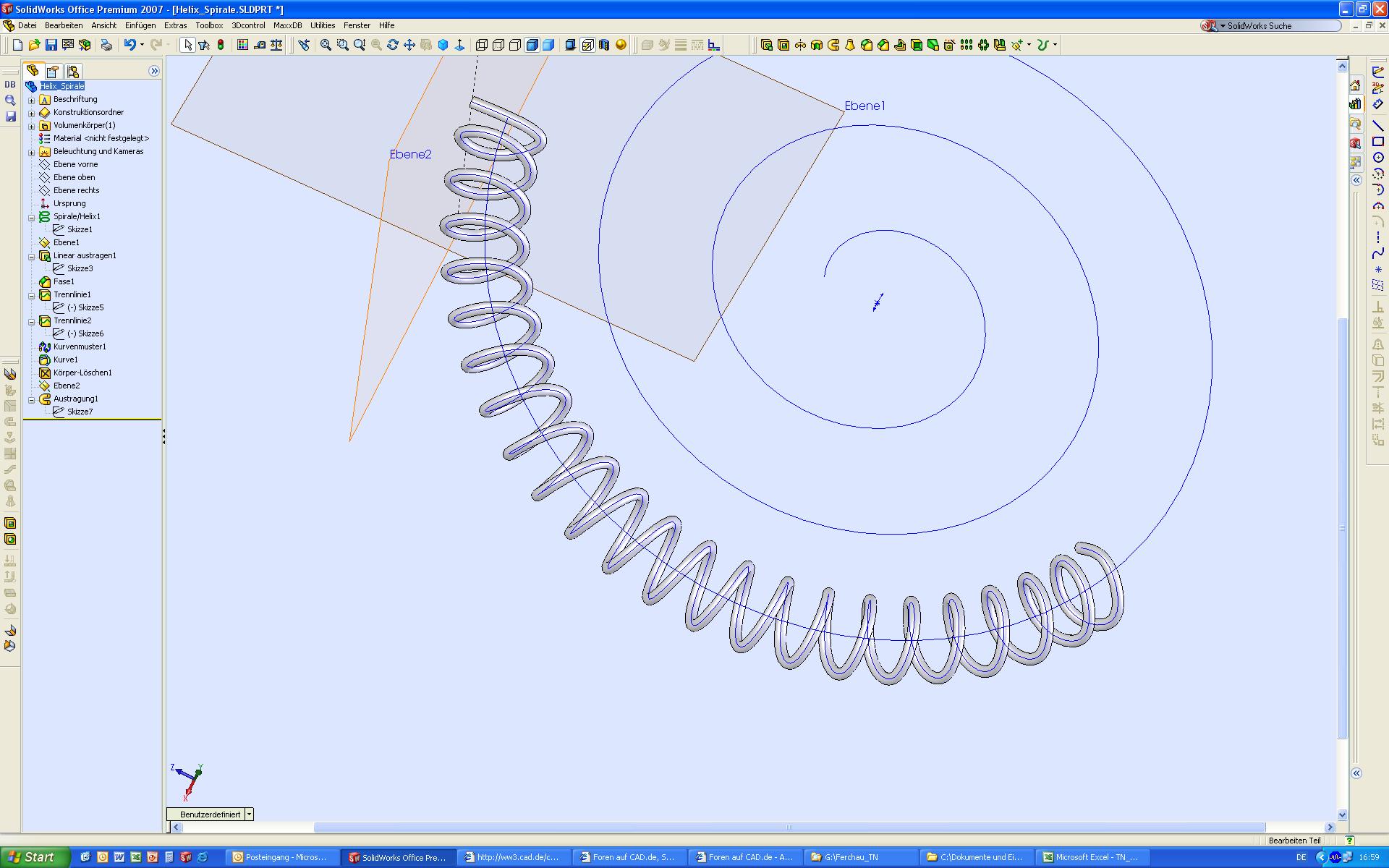 Helix entlang einer spirale austragen (DS SolidWorks/SolidWorks ...