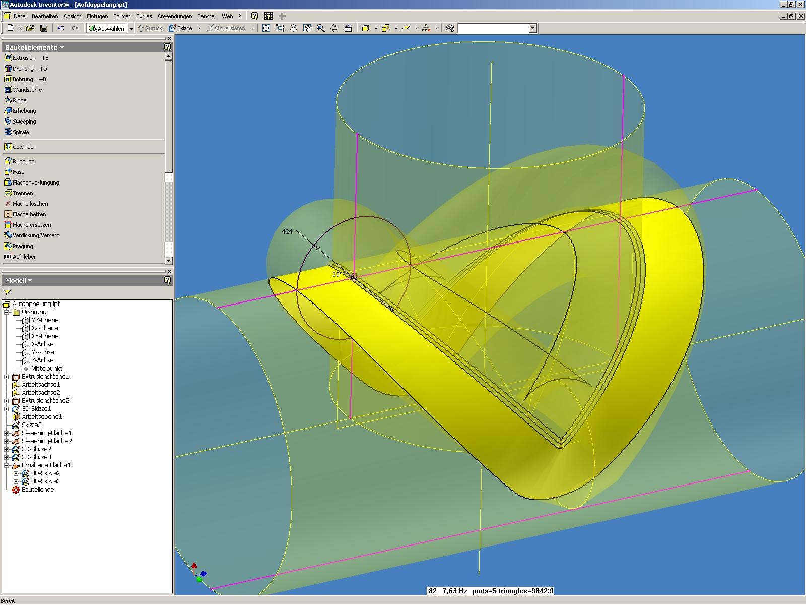 T-Stück - Aufdoppelung - Modellierung bzw. Abwicklung?! (Autodesk/Inventor) - Foren auf CAD.de