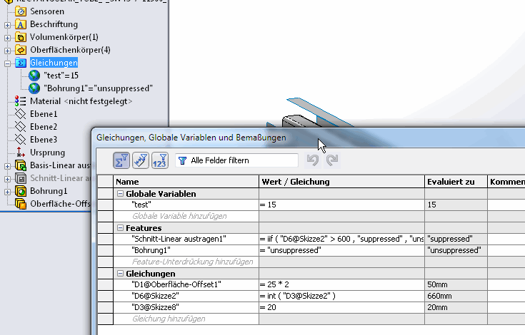 Gleichungen - Zugang in BG (DS SolidWorks/SolidWorks) - Foren auf CAD.de