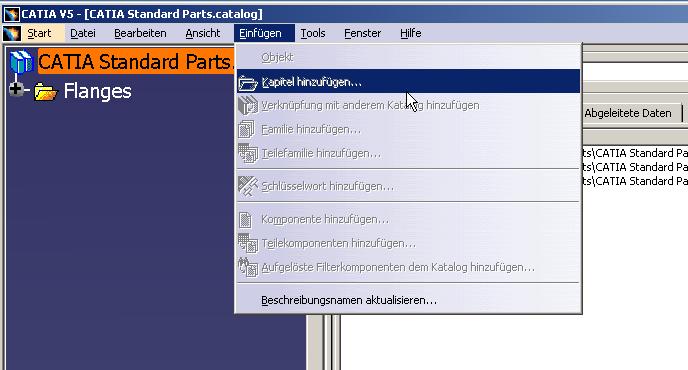 Katalog: Kapitel hinzufügen (Dassault Systemes - PLM Solutions/CATIA V5 Allgemein) - Foren auf ...