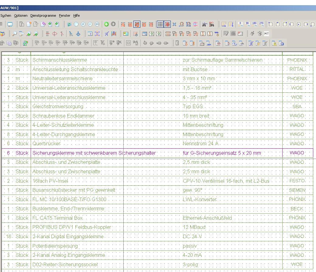 z.B. Sortieren nach Hersteller (Elektrotechnik/EPLAN Electric P8 ...
