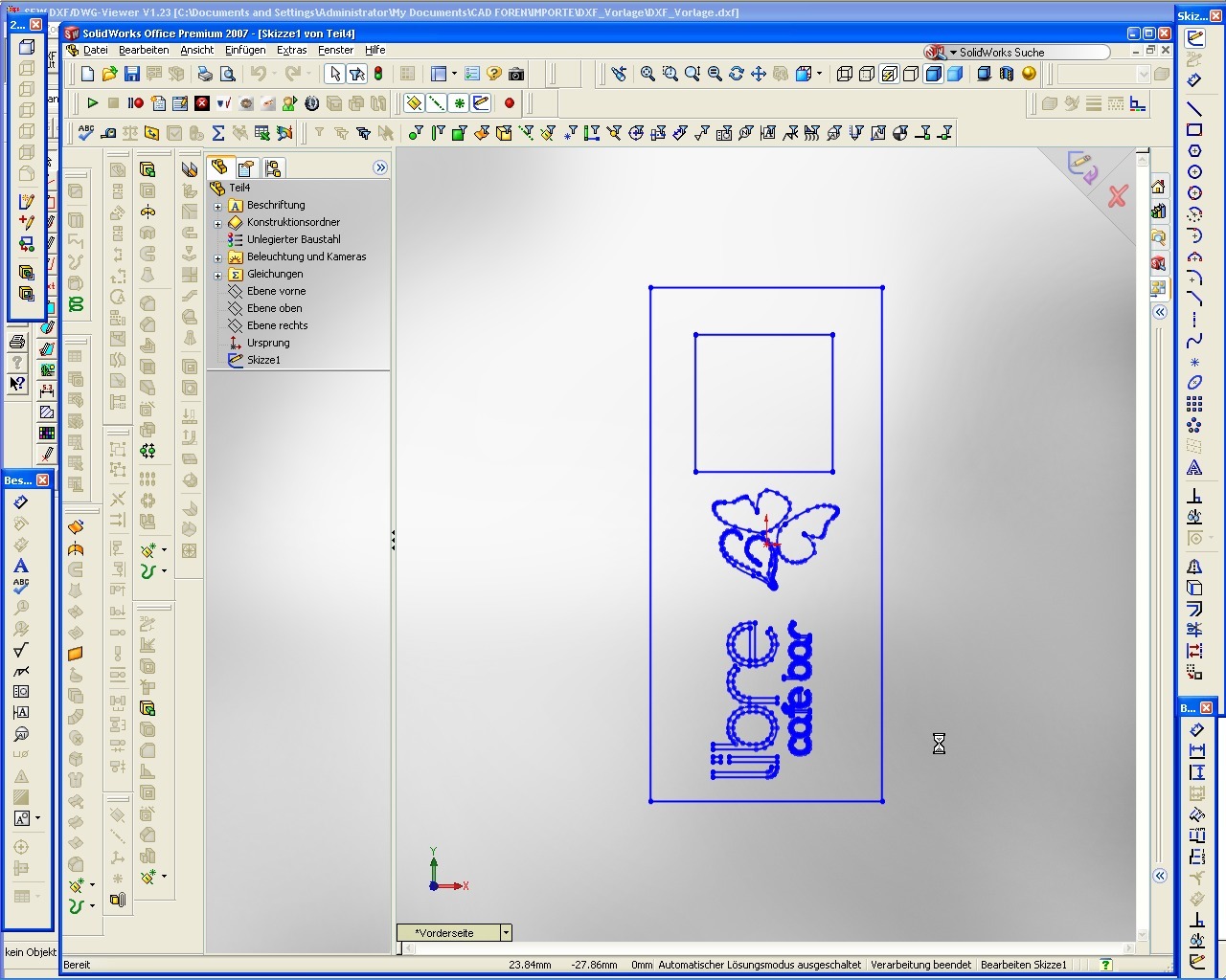 DXF Datei Fehlerhaft / Corel Draw (DS SolidWorks/SolidWorks) - Foren ...